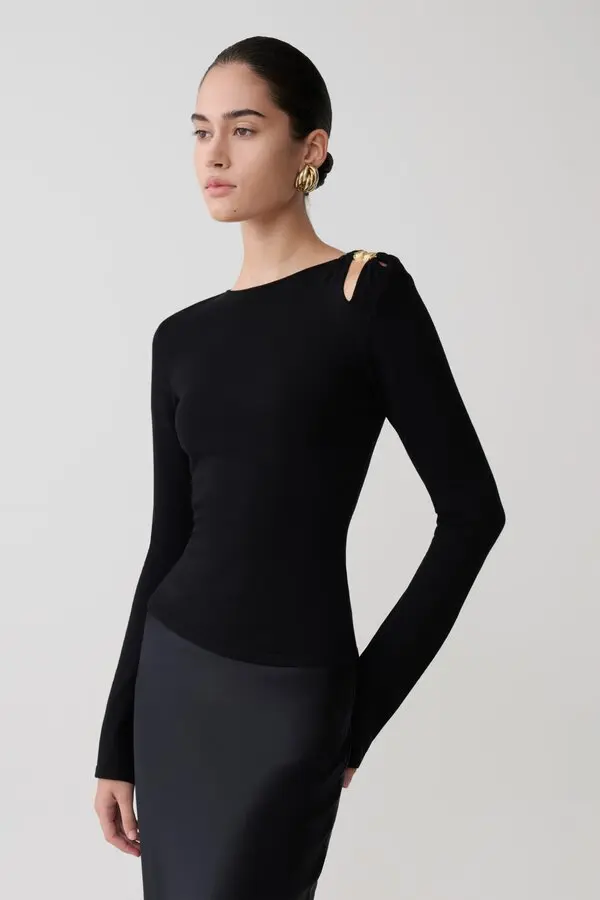 Meshki Ricky Knit Long Sleeve Longline Top