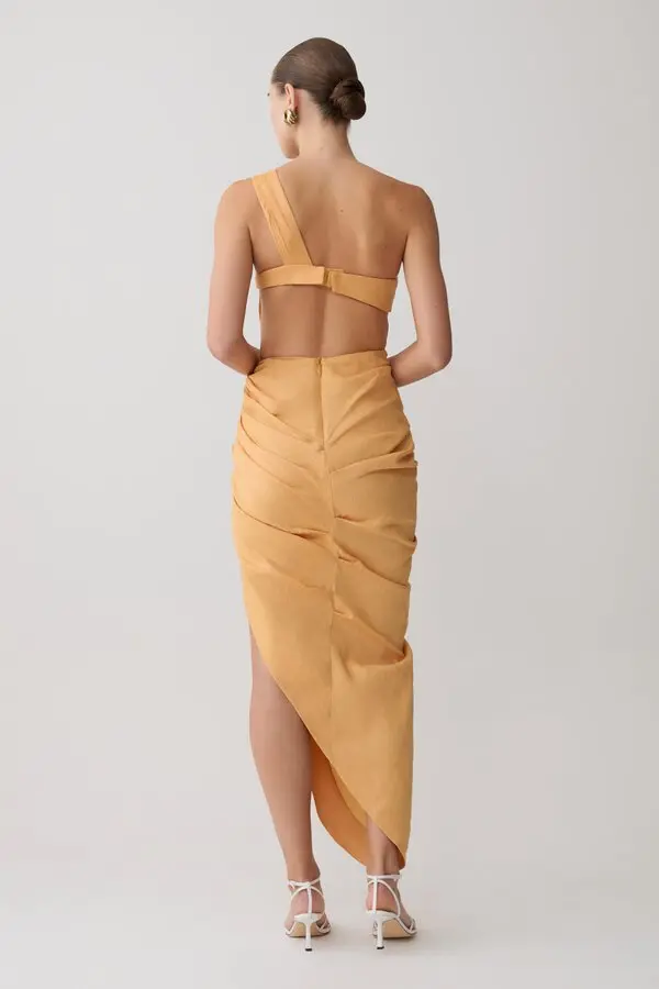 Meshki Birgit Linen Midi Dress With Hardware