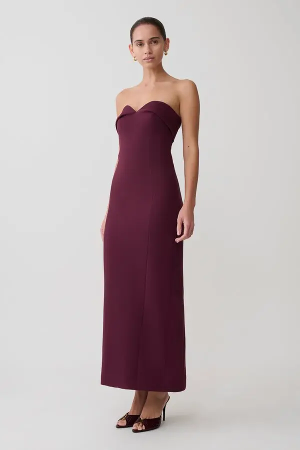 Meshki Cary Folded Strapless Crepe Midi Dress