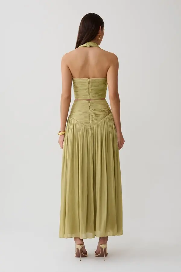 Meshki Makena Gathered Midi Skirt - Green