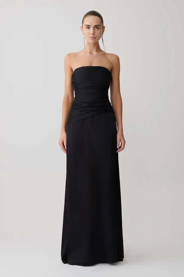 Meshki Serena Strapless Taffeta Maxi Dress - Black