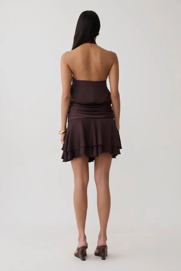 Meshki Poppy Satin Halter Mini Dress