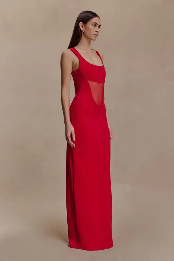 Meshki Marlon Crepe And Mesh Maxi Dress