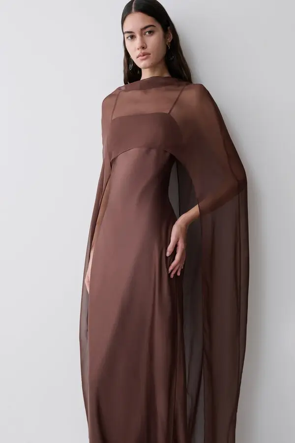 Meshki Martinne Chiffon Cape Maxi Dress