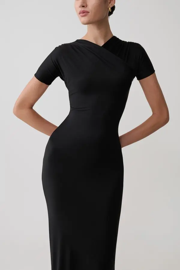 Meshki Junie Cross/over Neck Slinky Maxi Dress