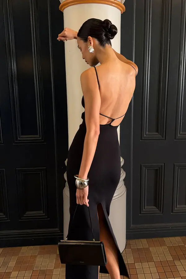 Meshki Robin Strappy Back Bandage Maxi Dress - Black