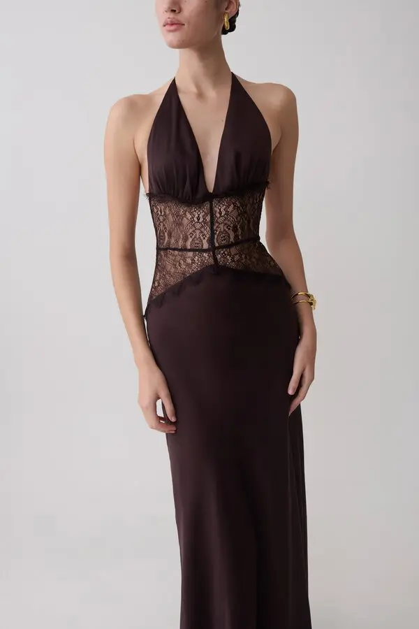 Meshki Dinah Lace And Satin Maxi Dress