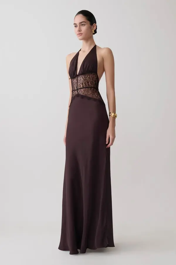 Meshki Dinah Lace And Satin Maxi Dress
