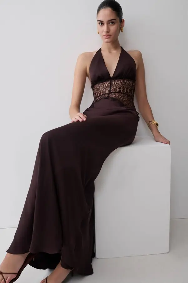 Meshki Dinah Lace And Satin Maxi Dress