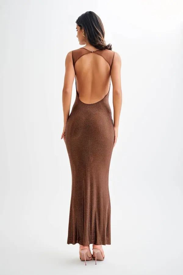 Meshki Jasmyn Hot Fix Maxi Dress With Mesh Back