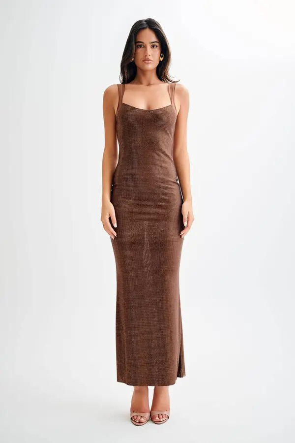 Meshki Jasmyn Hot Fix Maxi Dress With Mesh Back