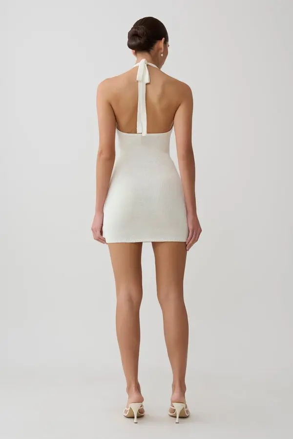 Meshki Bohdie Crochet Halter Mini Dress