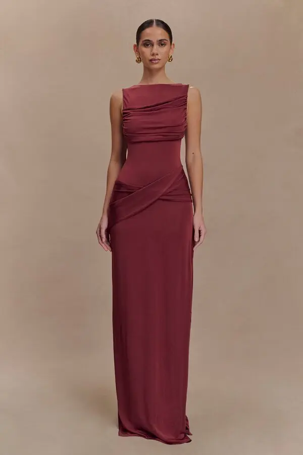 Meshki Henley Slinky Drape Maxi Dress