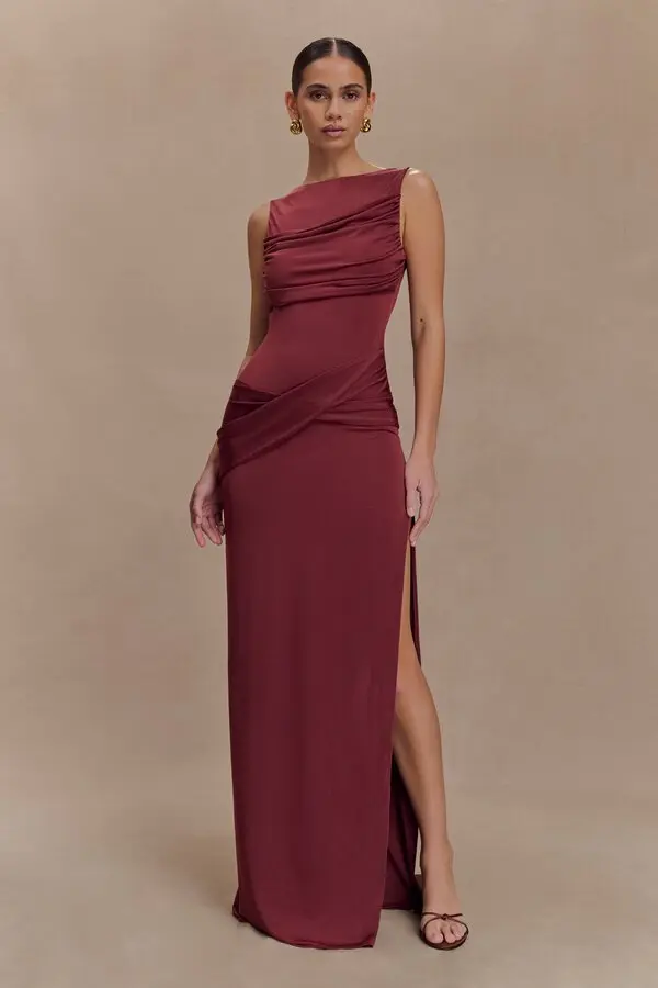 Meshki Henley Slinky Drape Maxi Dress