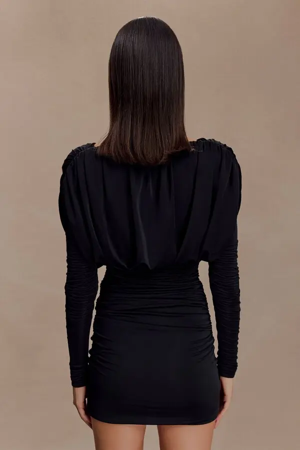 Meshki Hayden Long Sleeve Plunge Mini Dress