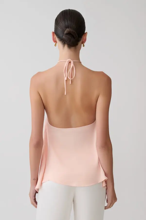 Meshki Adelaide Draped Satin Halter Top
