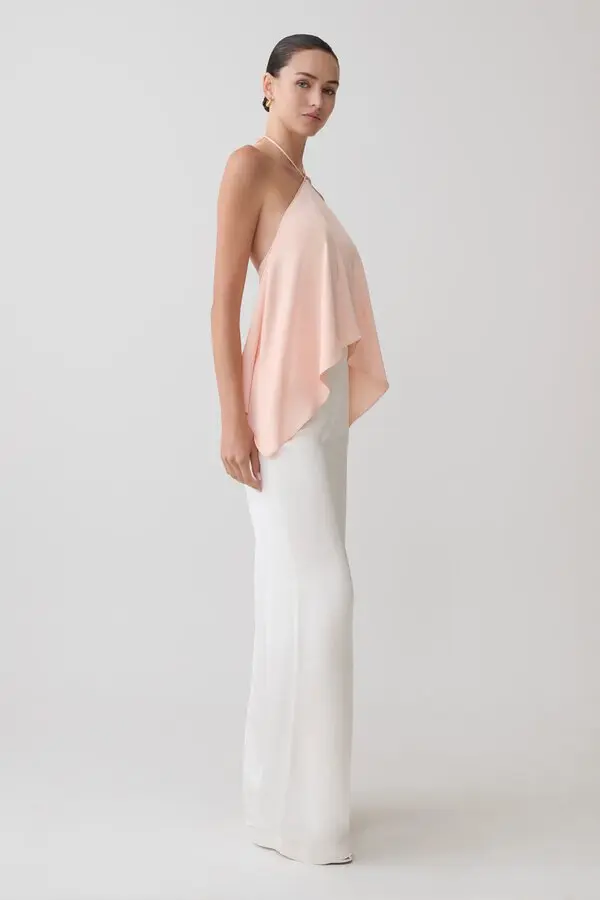 Meshki Adelaide Draped Satin Halter Top