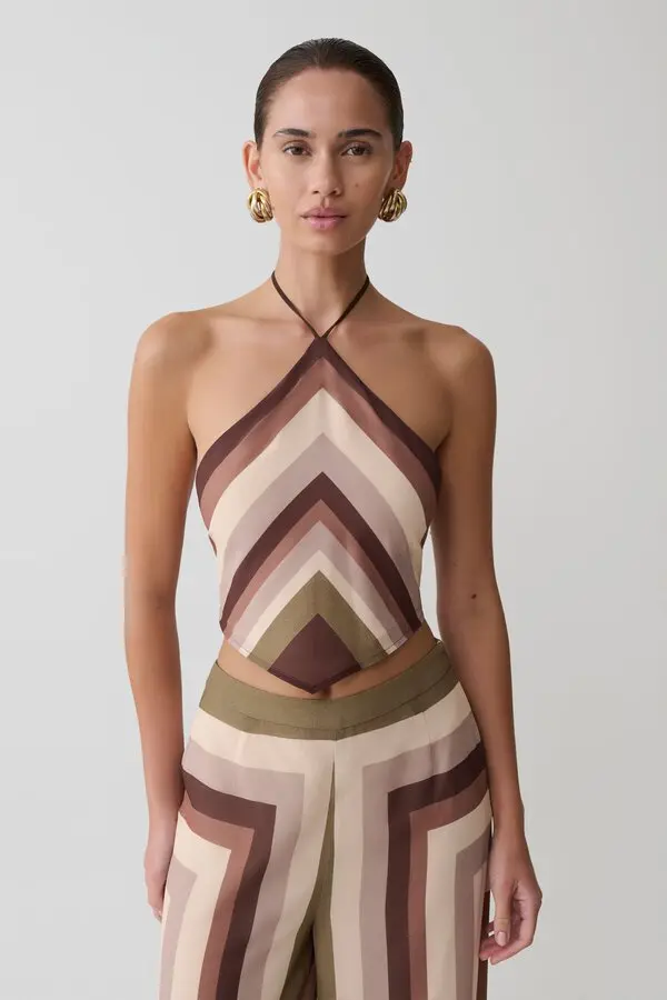 Meshki Thea Halter Chiffon Sleeveless Top
