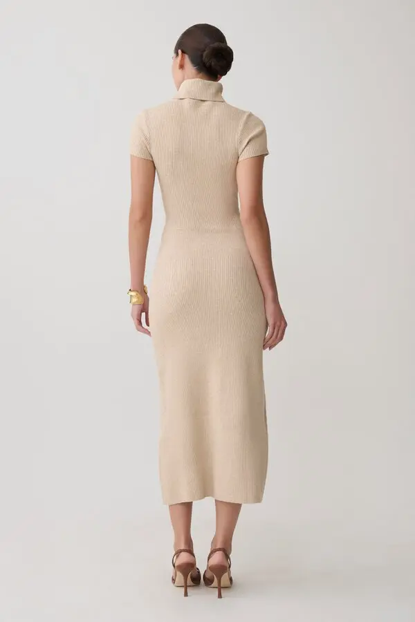 Meshki Goldie High Neck Knit Midi Dress