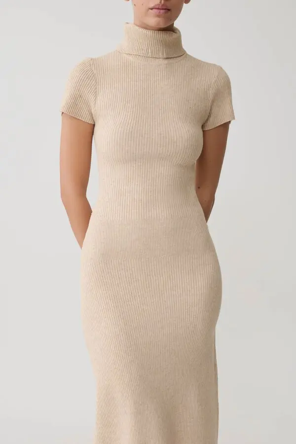 Meshki Goldie High Neck Knit Midi Dress