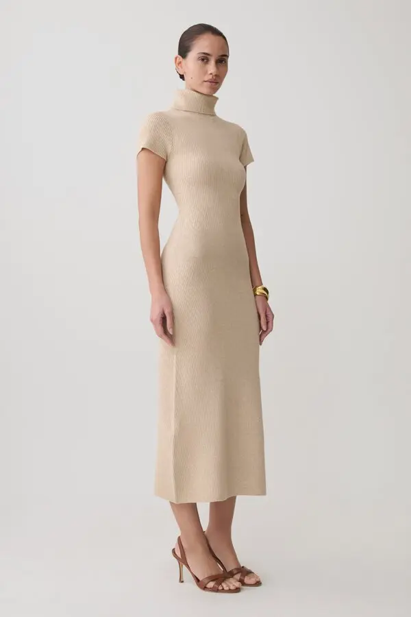 Meshki Goldie High Neck Knit Midi Dress