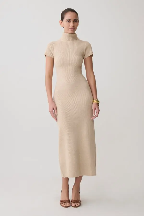 Meshki Goldie High Neck Knit Midi Dress