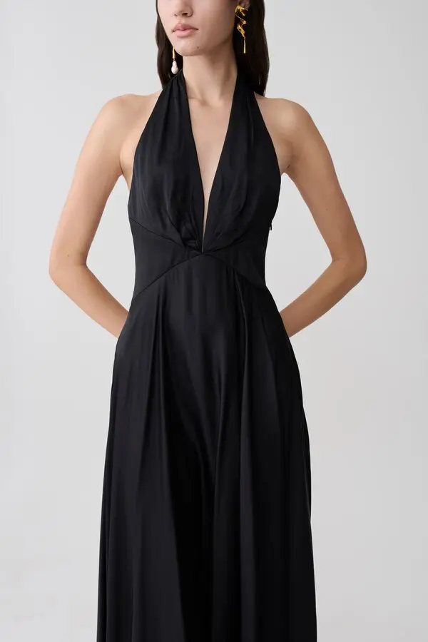 Meshki Rebecca Halter Buttoned Maxi Dress