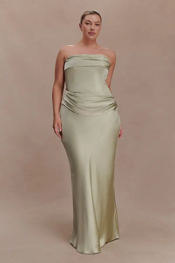 Meshki Jasmine Strapless Satin Maxi Dress