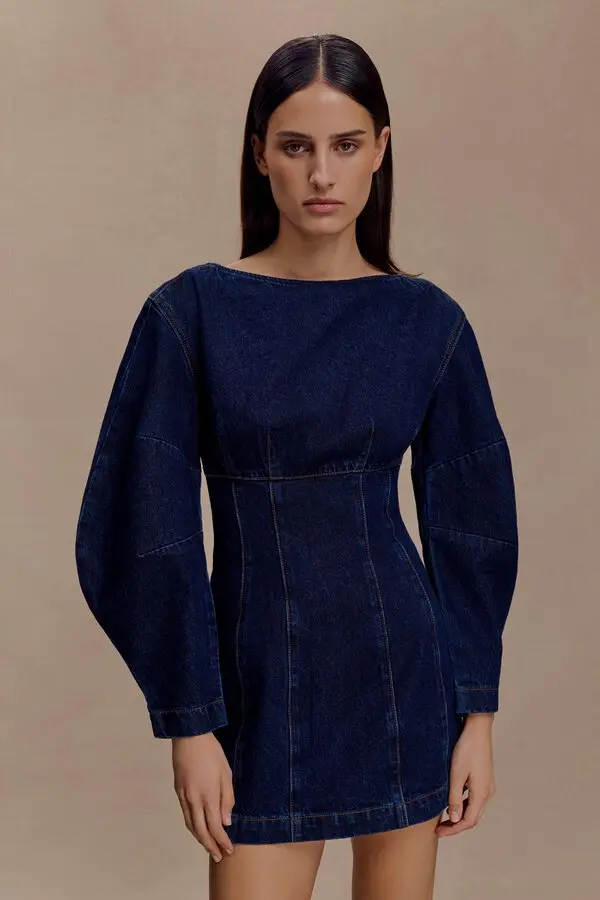 Meshki Cosmala Denim Long Sleeve Mini Dress
