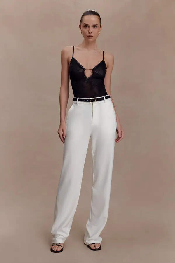 Meshki Maude Crepe Straight Leg Pants - Ivory