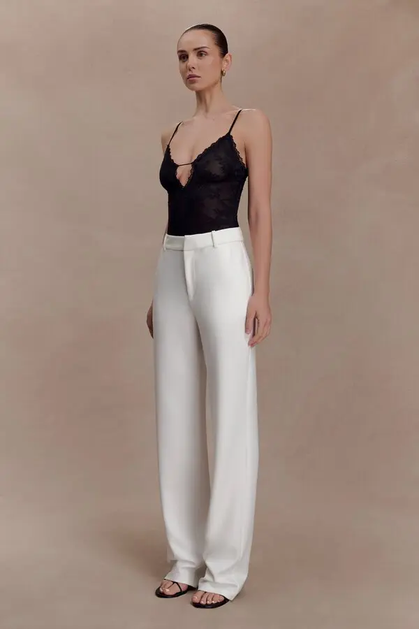Meshki Maude Crepe Straight Leg Pants - Ivory