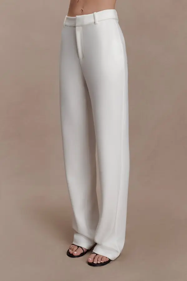 Meshki Maude Crepe Straight Leg Pants - Ivory