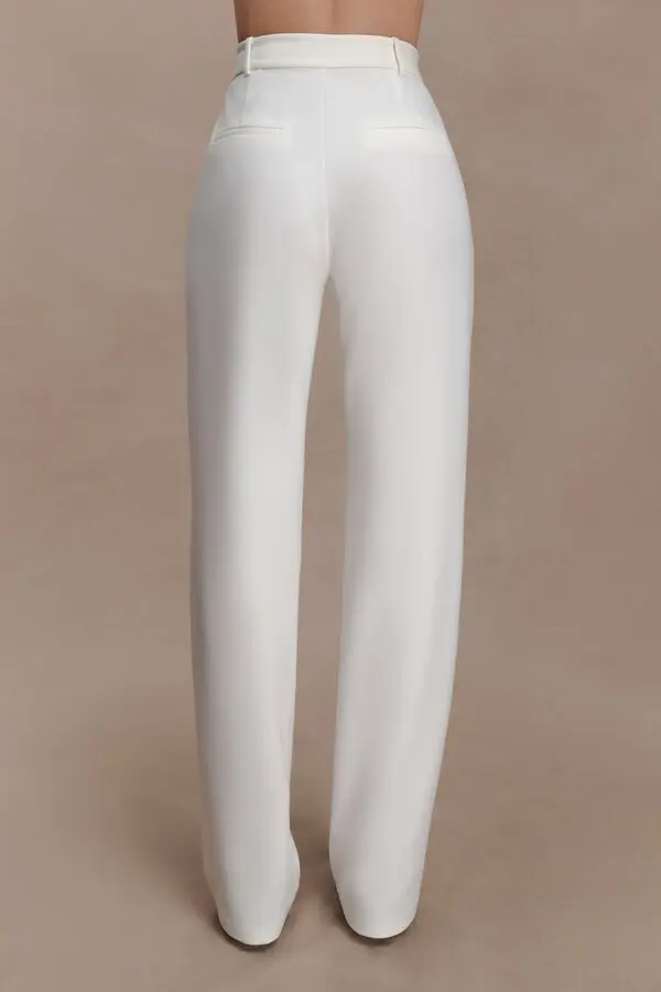 Meshki Maude Crepe Straight Leg Pants - Ivory