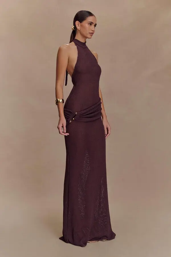 Meshki Reece Halter Knit Maxi Dress
