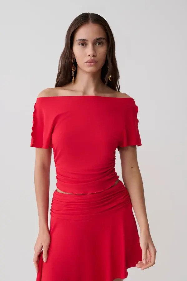 Meshki Talise Modal Flounce Short Sleeve Top