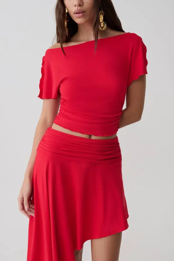 Meshki Talise Modal Flounce Short Sleeve Top