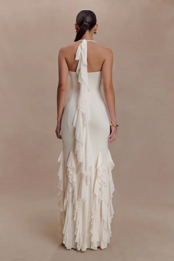 Meshki Etta Ruffle Slinky Maxi Dress