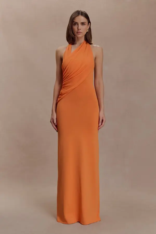 Meshki Elma Halter Knit Maxi Dress - Orange
