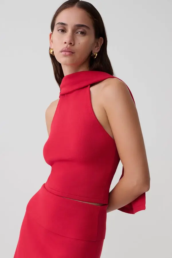 Meshki Misty Halter Backless Knit Top