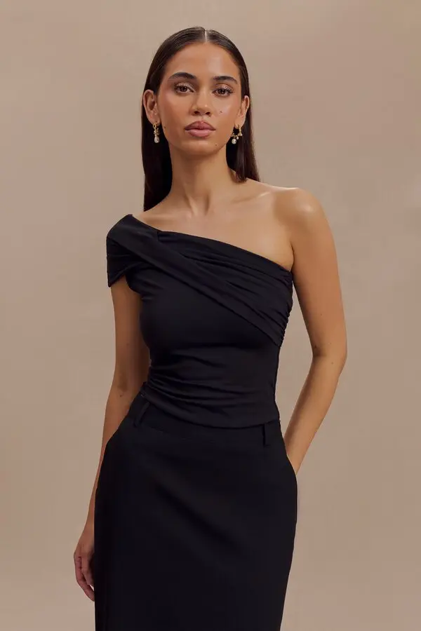 Meshki Solene One Shoulder Recycled Nylon Twist Top
