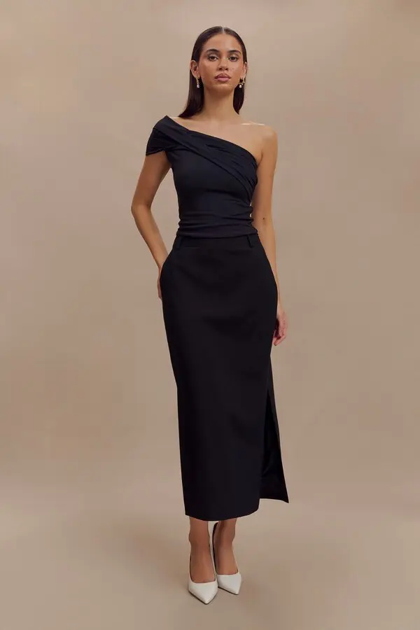 Meshki Solene One Shoulder Recycled Nylon Twist Top