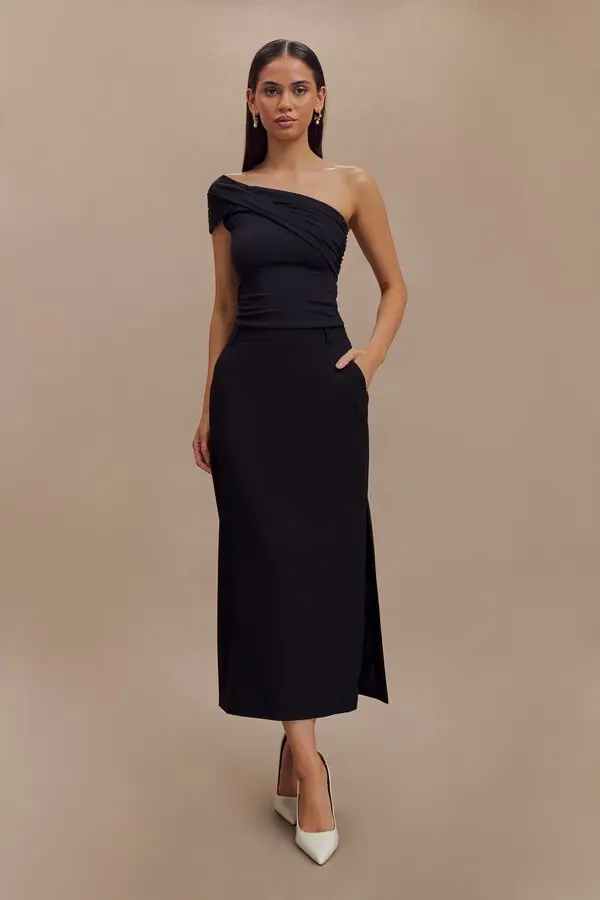 Meshki Solene One Shoulder Recycled Nylon Twist Top