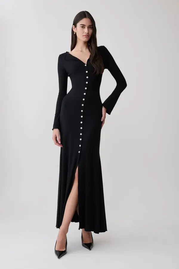 Meshki Tanya Buttoned Long Sleeve Maxi Dress