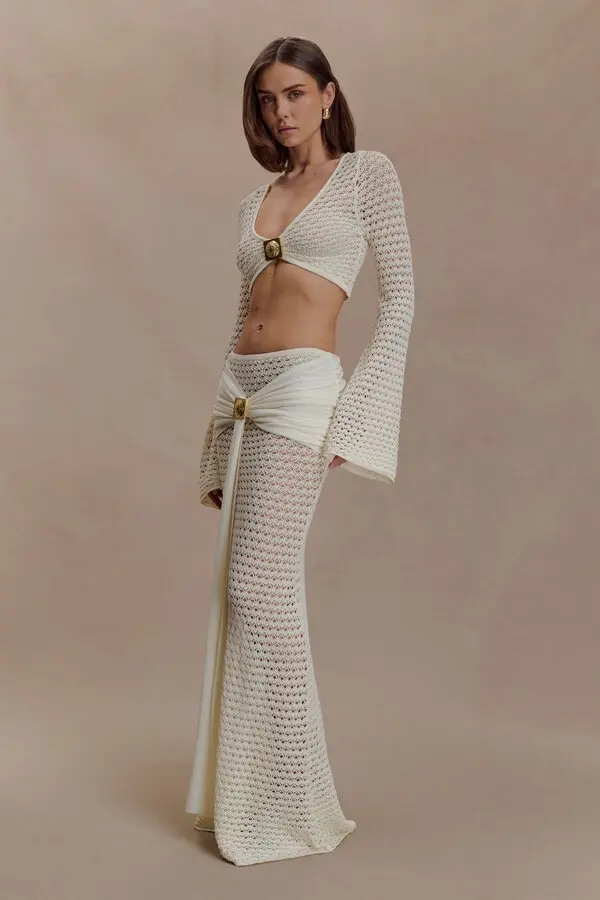 Meshki Mania Crochet Maxi Skirt With Hardware