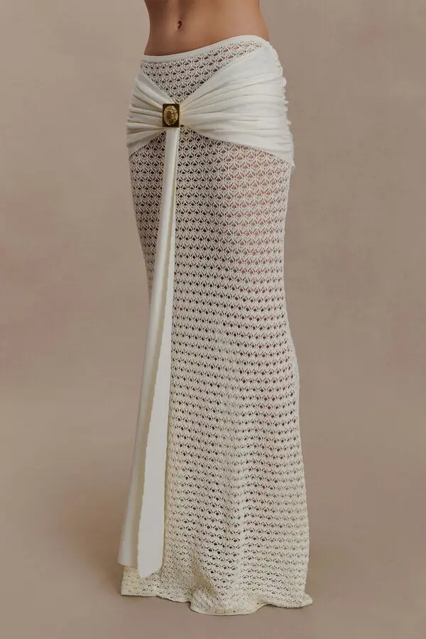 Meshki Mania Crochet Maxi Skirt With Hardware