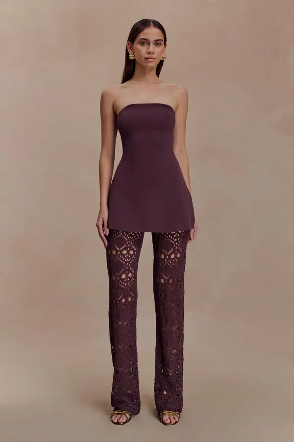 Meshki Anette Bandage Knit Strapless Top - Chocolate