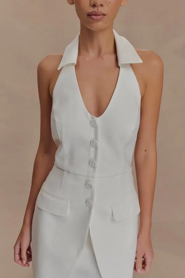 Meshki Ruth Cotton Halter Mini Dress
