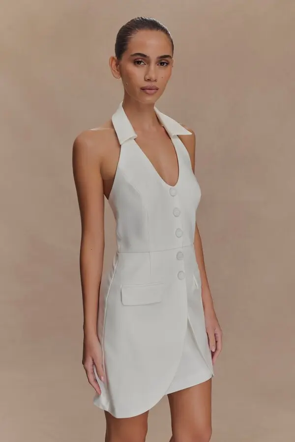 Meshki Ruth Cotton Halter Mini Dress