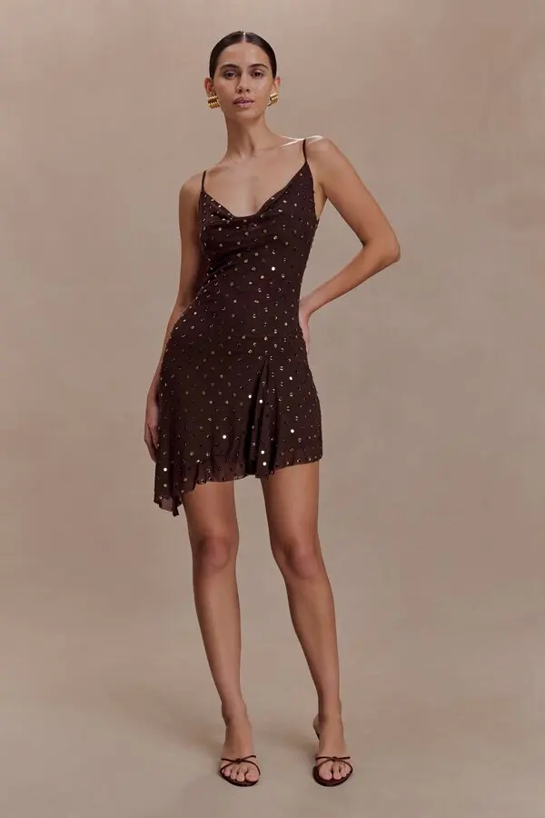 Meshki Zahra Diamante Cowl Mini Dress