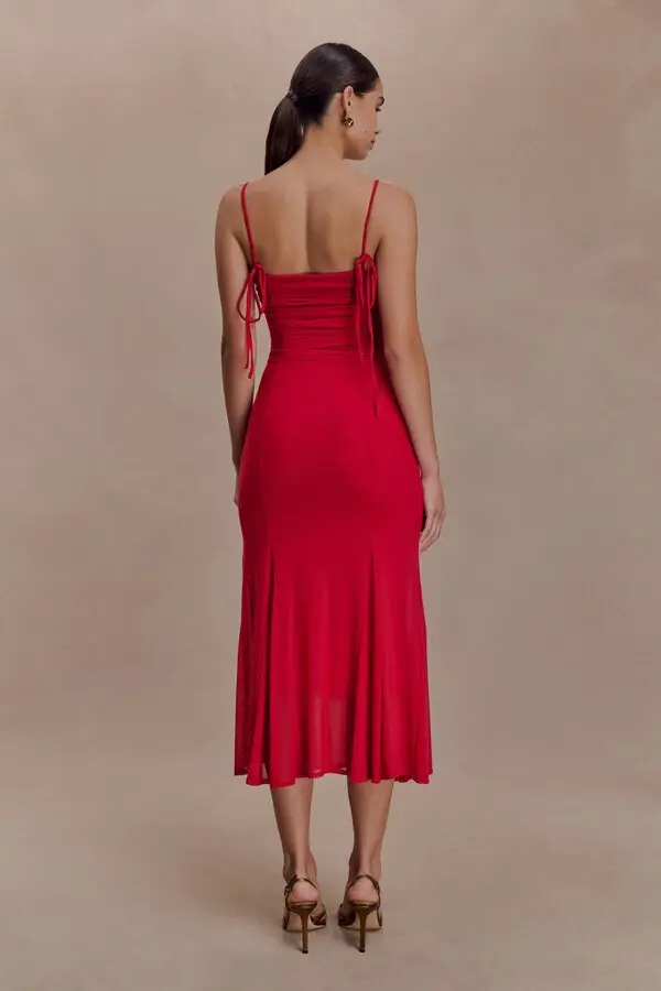 Meshki Willa Gathered Mesh Midi Dress